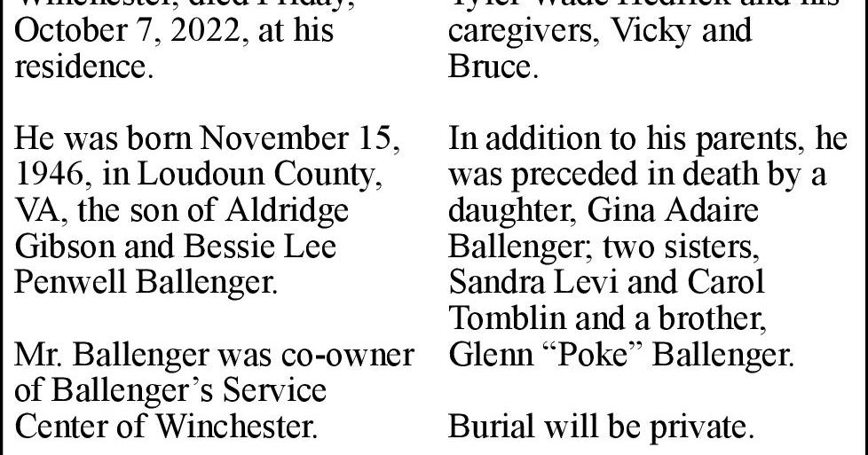 James Gibson “Jay Bird” Ballenger | Obituaries | winchesterstar.com
