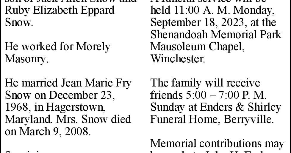 Kenneth R. Snow | Obituaries | winchesterstar.com