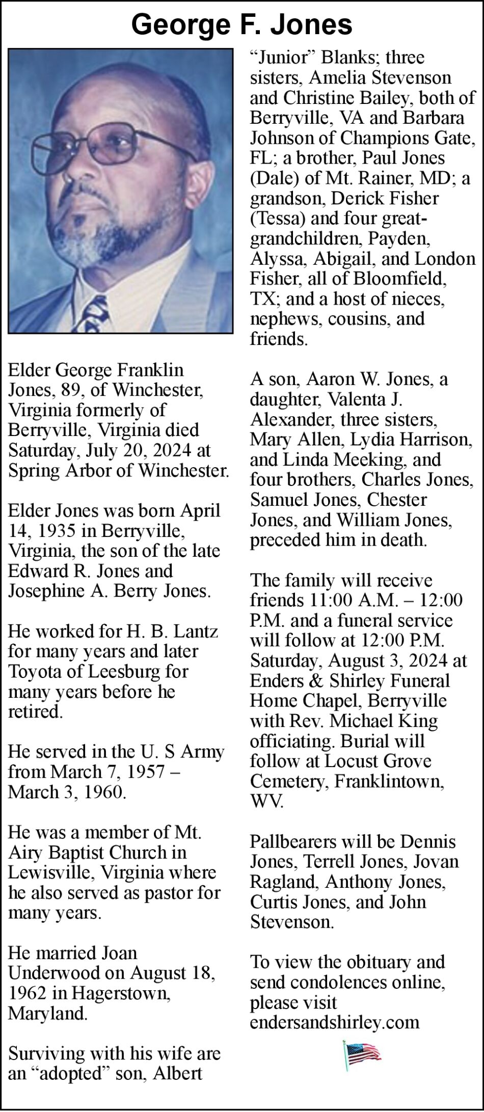George F. Jones | Obituaries | winchesterstar.com