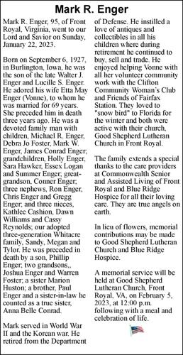 Mark R. Enger | Obituaries | winchesterstar.com