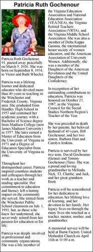 Patricia Ruth Gochenour | Obituaries | winchesterstar.com