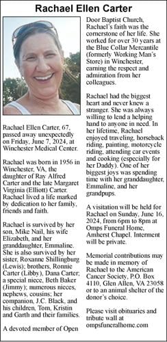 Rachael Ellen Carter | Obituaries | winchesterstar.com
