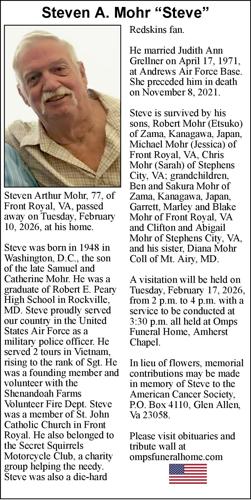 Steven A. Mohr “Steve” | Obituaries | winchesterstar.com