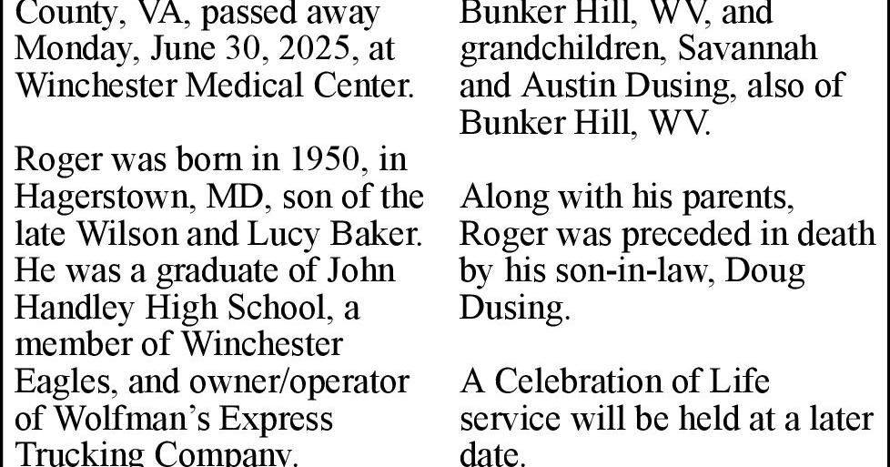 Roger Wilson Baker “Wolfman” | Obituaries | winchesterstar.com