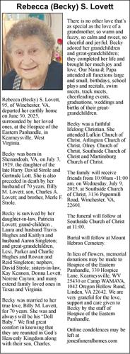 Rebecca (Becky) S. Lovett | Obituaries | winchesterstar.com