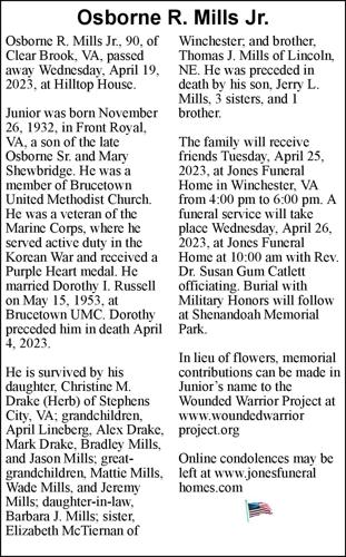 Osborne R. Mills Jr. | Obituaries | winchesterstar.com