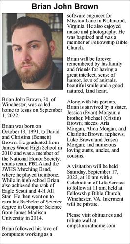 Brian John Brown | Obituaries | winchesterstar.com