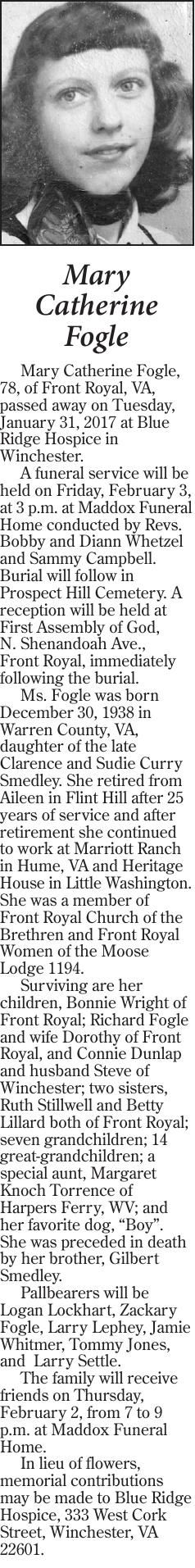 Mary Catherine Fogle | Obituaries | winchesterstar.com