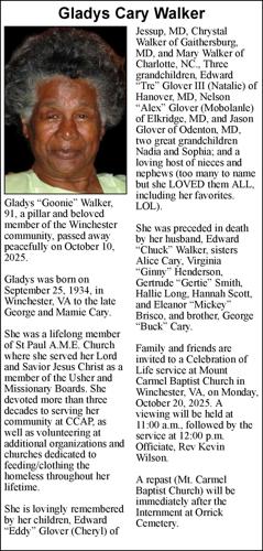 Gladys Cary Walker | Obituaries | winchesterstar.com
