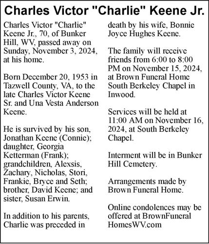 Charles Victor "Charlie" Keene Jr. | Obituaries | winchesterstar.com
