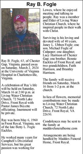 Ray B. Fogle | Obituaries | winchesterstar.com