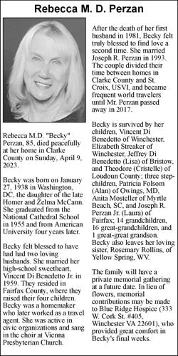 Rebecca M. D. Perzan | Obituaries | winchesterstar.com
