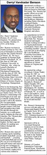 Darryl Vandoster Benson | Obituaries | winchesterstar.com
