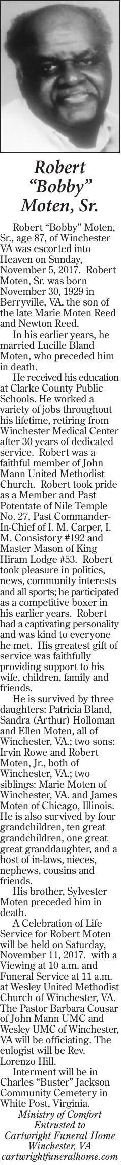Robert “Bobby” Moten, Sr. | Obituaries | winchesterstar.com