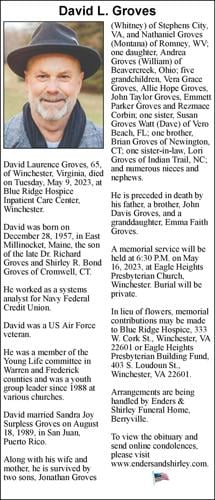 David L. Groves | Obituaries | winchesterstar.com