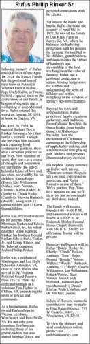 Rufus Phillip Rinker Sr. | Obituaries | winchesterstar.com