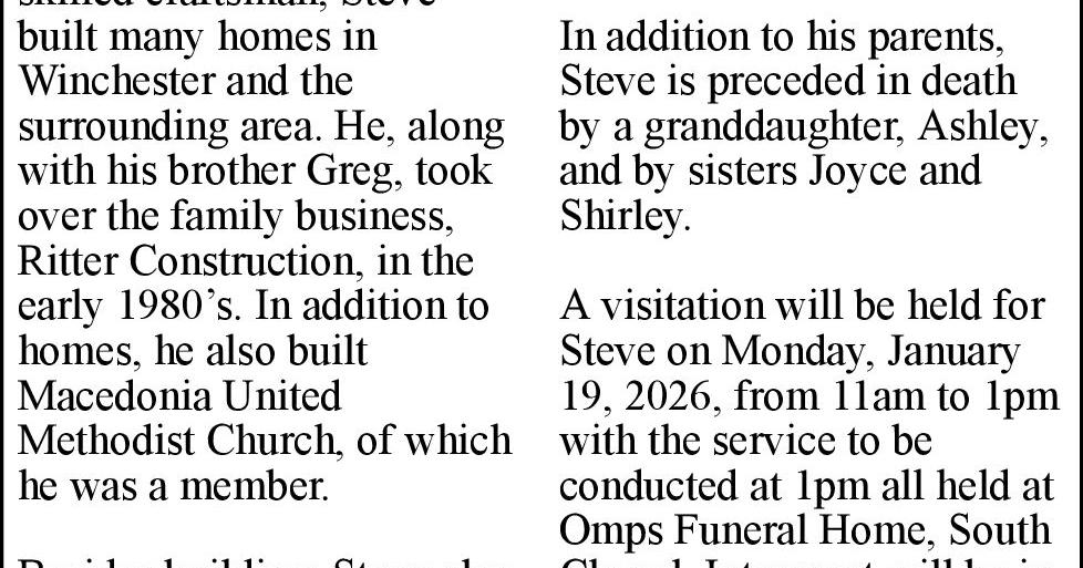 Steve George Ritter, Sr. “Stevie” | Obituaries | winchesterstar.com