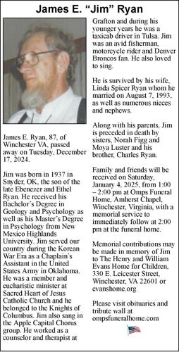 James E. “Jim” Ryan | Obituaries | winchesterstar.com
