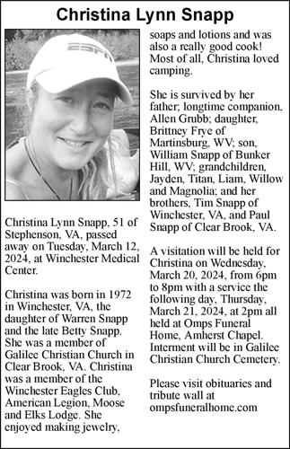 Christina Lynn Snapp | Obituaries | winchesterstar.com