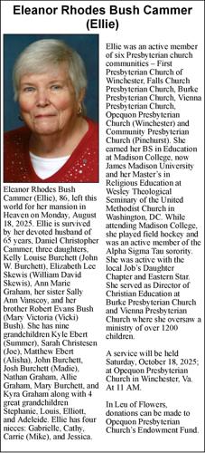 Eleanor Rhodes Bush Cammer (Ellie) | Obituaries | winchesterstar.com