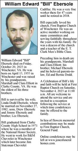 William Edward "Bill" Ebersole | Obituaries | winchesterstar.com