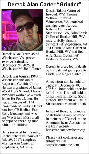 Dereck Alan Carter “Grinder” | Obituaries | winchesterstar.com