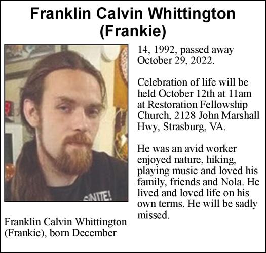 Franklin Calvin Whittington (Frankie) | Obituaries | winchesterstar.com