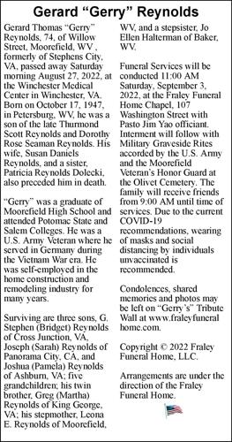 Gerard “Gerry” Reynolds | Obituaries | winchesterstar.com