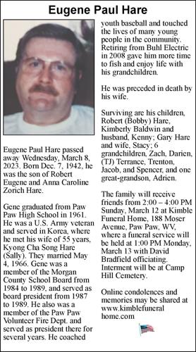 Eugene Paul Hare | Obituaries | winchesterstar.com