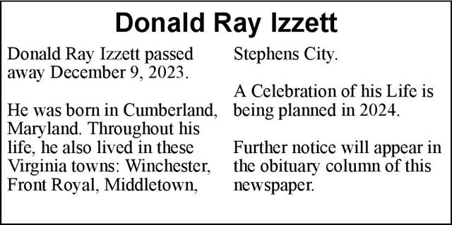 Donald Ray Izzett | Obituaries | winchesterstar.com