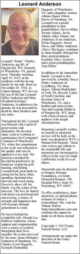 Leonard Anderson | Obituaries | winchesterstar.com