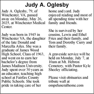 Judy A. Oglesby | Obituaries | winchesterstar.com