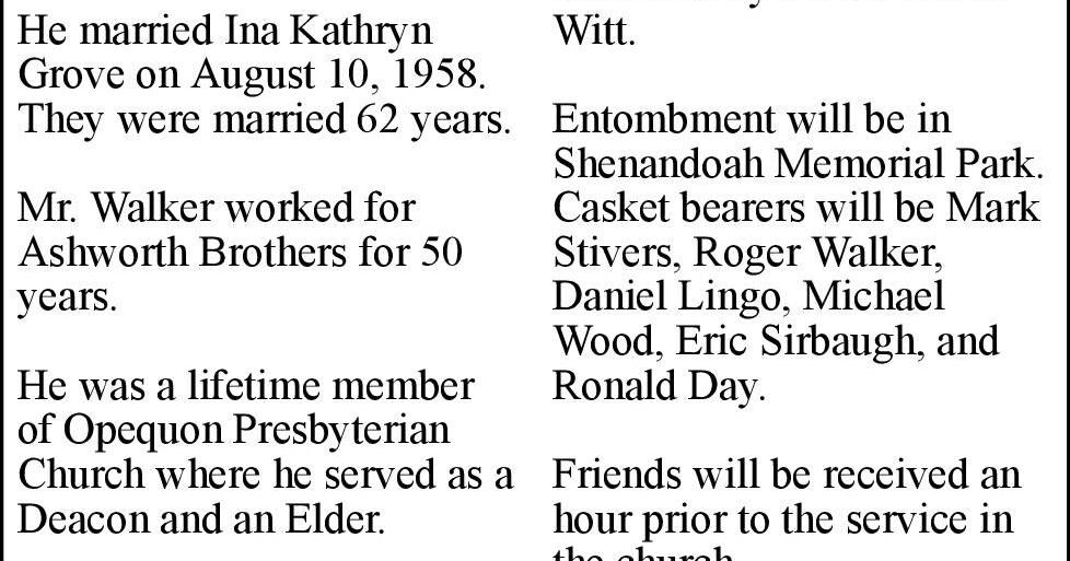 Robert Franklin "Pee Wee" Walker | Obituaries | winchesterstar.com