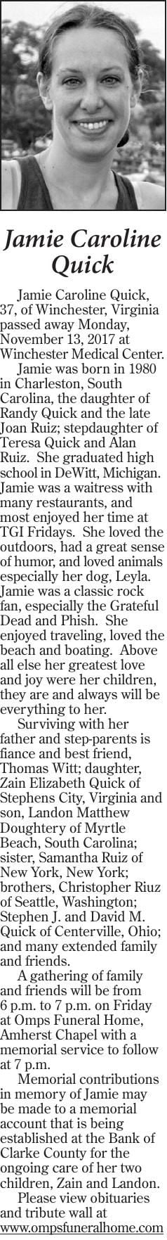 Jamie Caroline Quick | Obituaries | winchesterstar.com