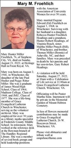 OBIT_Mary_M_Froehlich_60202-2 | Obituaries | winchesterstar.com