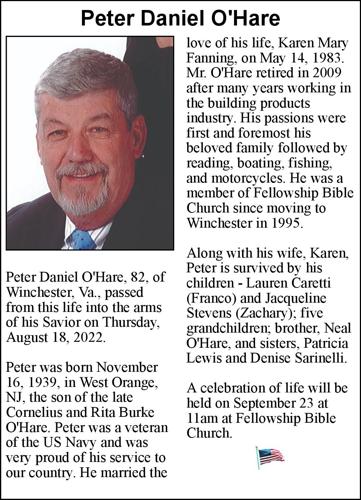 Peter Daniel O'Hare | Obituaries | winchesterstar.com