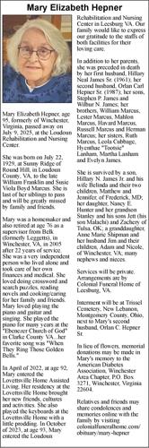 Mary Elizabeth Hepner | Obituaries | winchesterstar.com