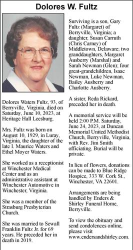 Dolores W. Fultz | Obituaries | winchesterstar.com