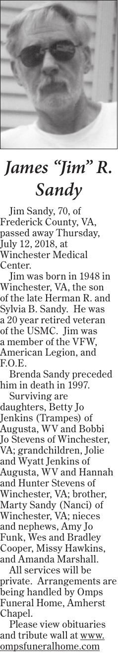 James R. “Jim” Sandy | Obituaries | winchesterstar.com