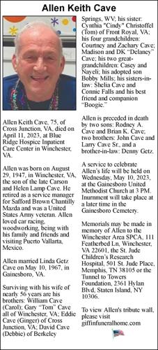 Allen Keith Cave | Obituaries | winchesterstar.com