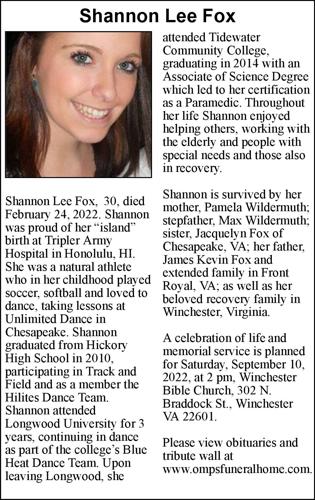 Shannon Lee Fox | Obituaries | winchesterstar.com