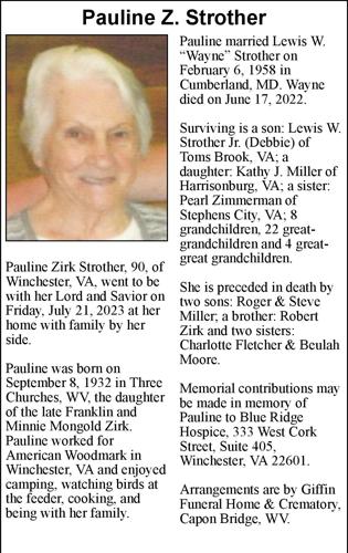 Pauline Z. Strother | Obituaries | winchesterstar.com