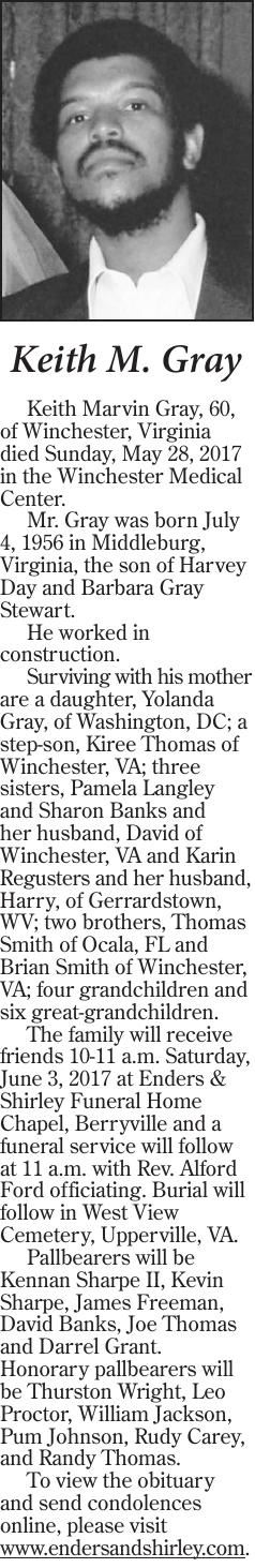 Keith M. Gray | Obituaries | winchesterstar.com