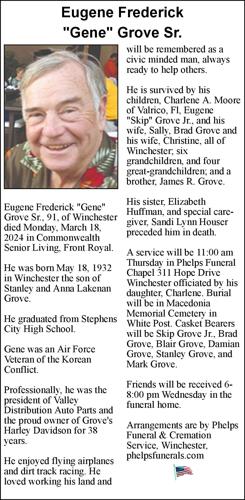 Eugene Frederick "Gene" Grove Sr. | Obituaries | winchesterstar.com