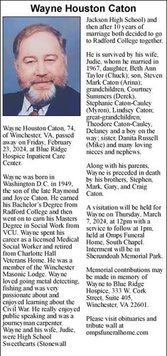 Wayne Houston Caton | Obituaries | winchesterstar.com