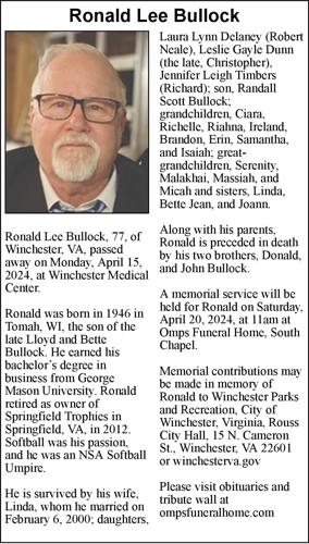 Ronald Lee Bullock | Obituaries | winchesterstar.com