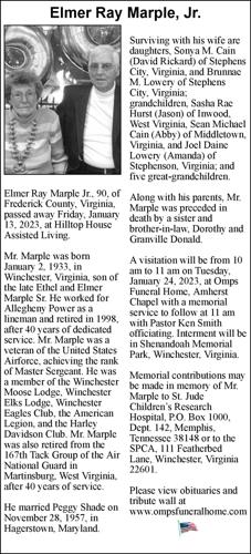 Elmer Ray Marple, Jr. | Obituaries | winchesterstar.com