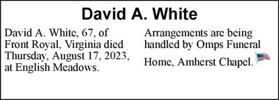 David A. White | Obituaries | winchesterstar.com