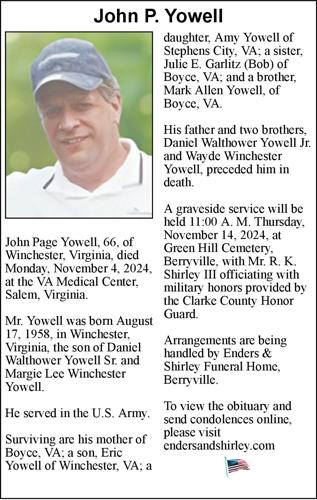 John P. Yowell | Obituaries | winchesterstar.com
