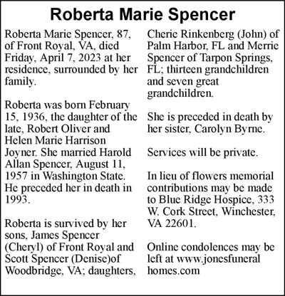 Roberta Marie Spencer | Obituaries | winchesterstar.com
